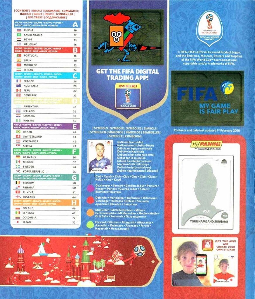 Álbum Copa Mundial de Fútbol de 2018 – Panini [Suiza – Gold Edition ...